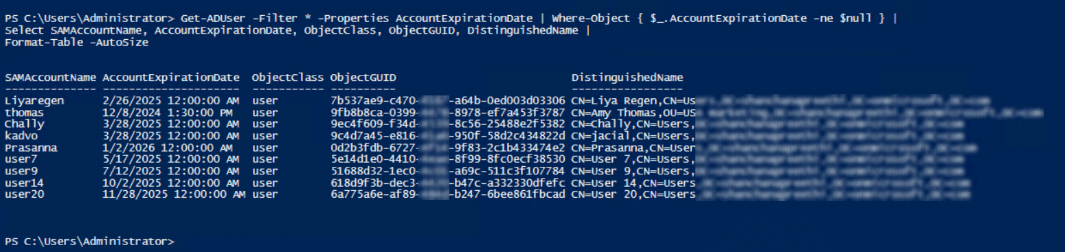 Check User Account Expiration Date in Active Directory