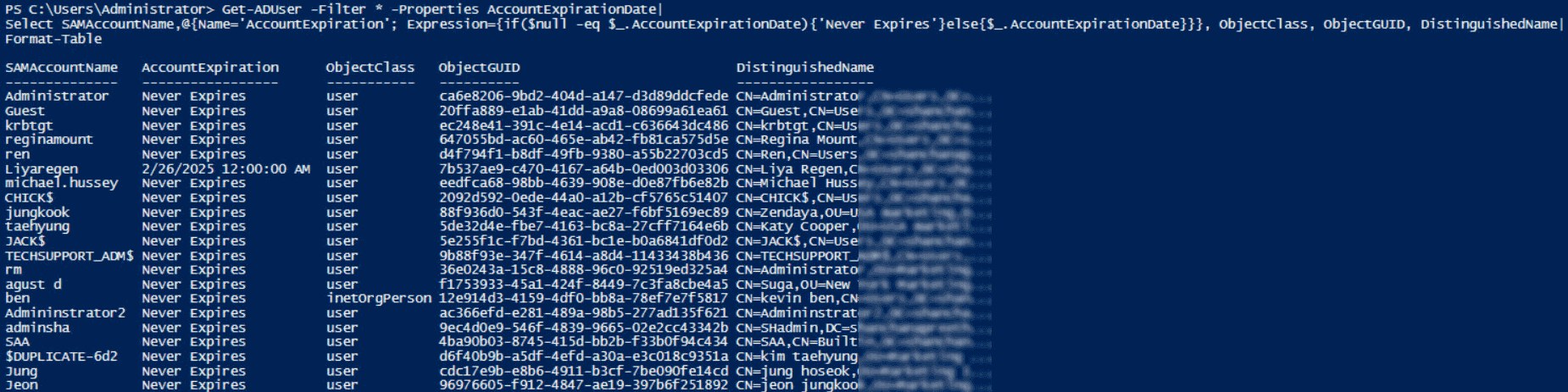 Check User Account Expiration Date in Active Directory