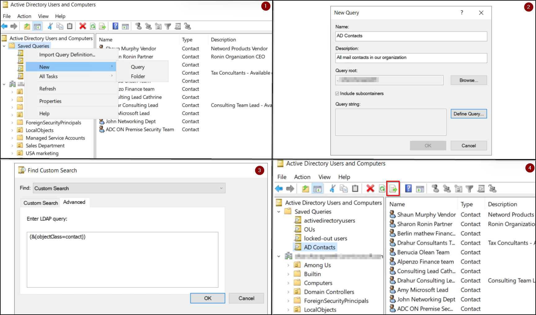 Get a List of All Contacts in Active Directory