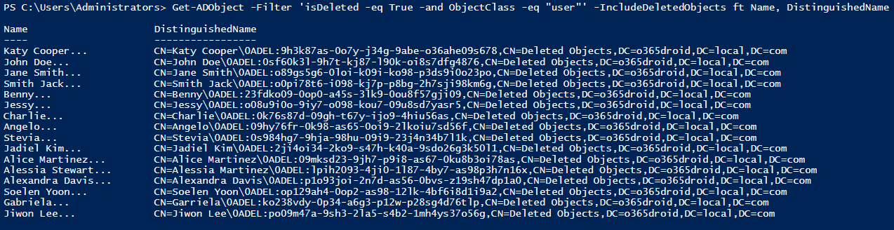 Find Deleted Users in Active Directory