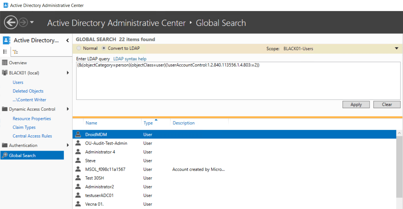 Find Enabled Users in Active Directory