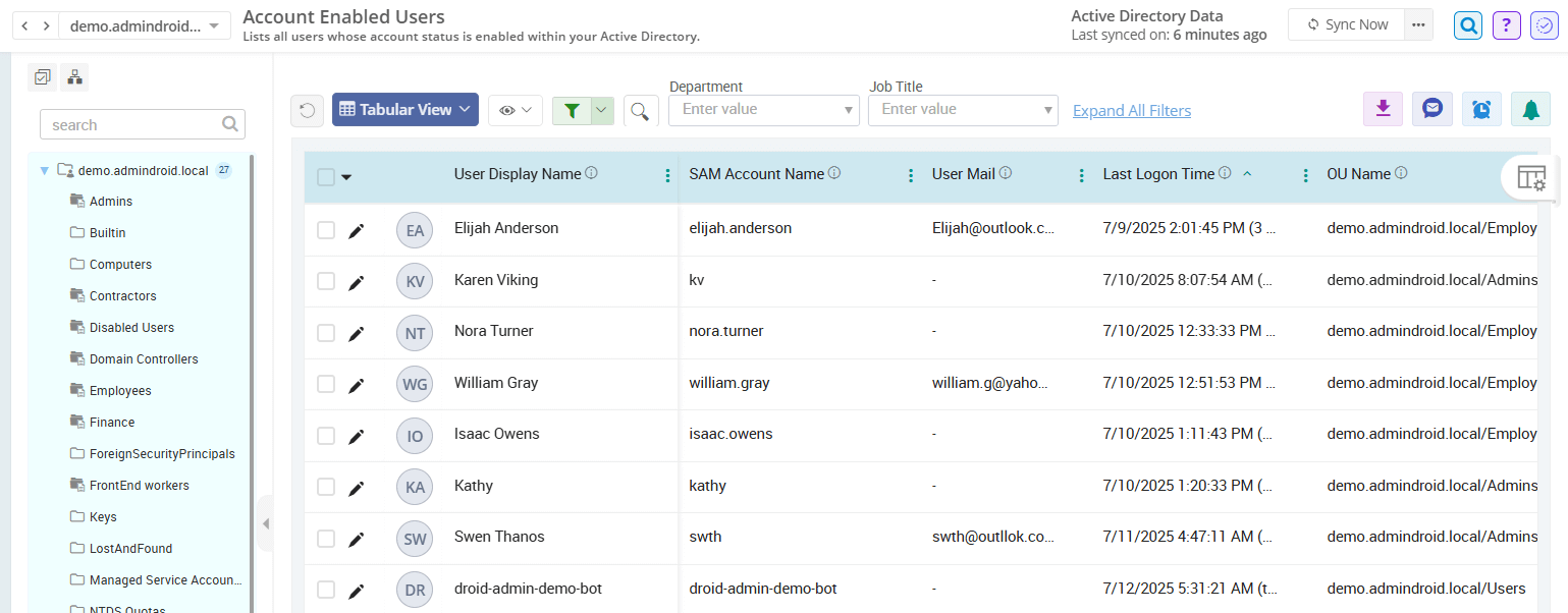 Find Enabled Users in Active Directory