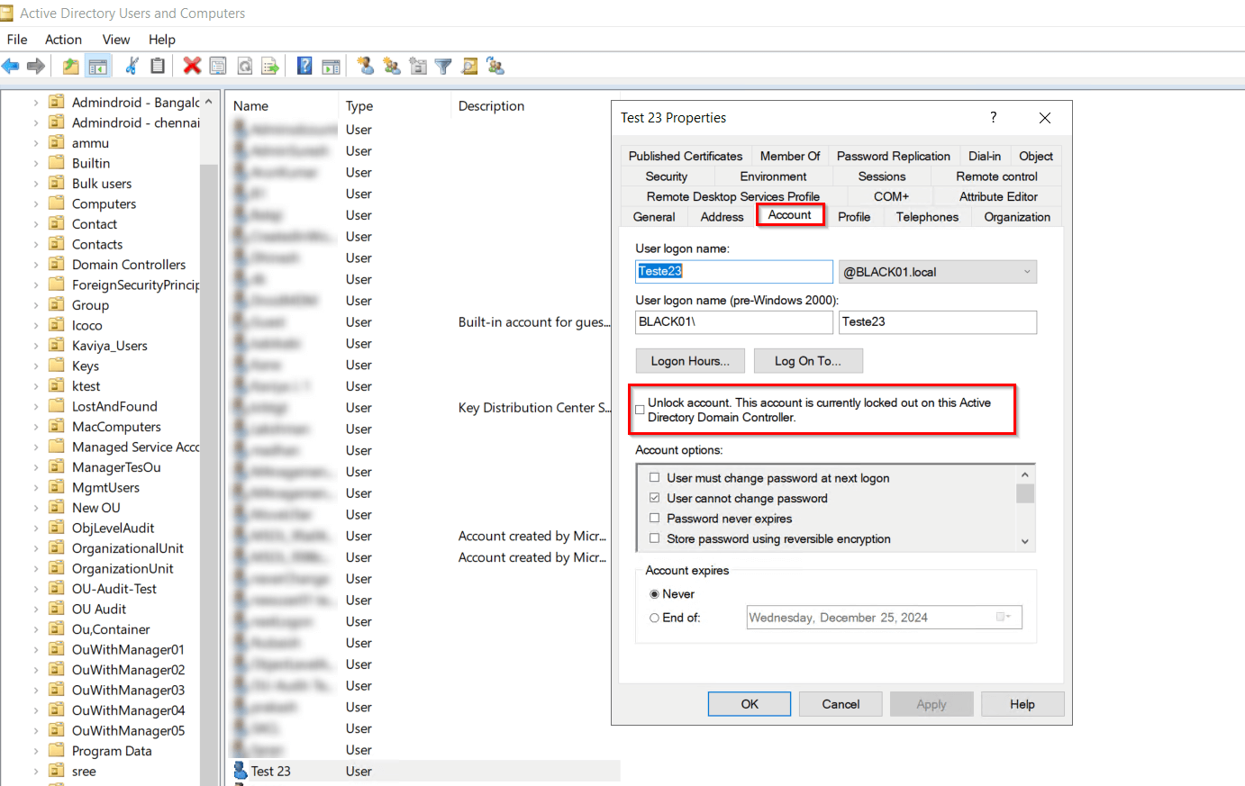 Find Account Locked-out Users in Active Directory