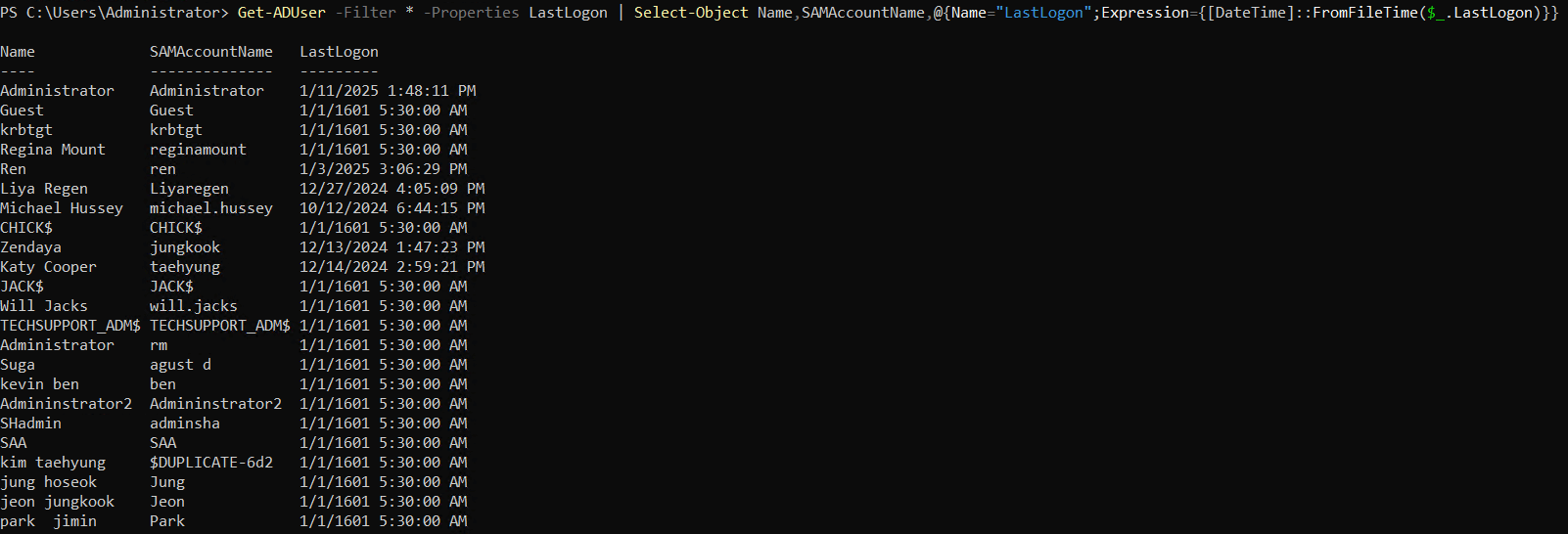 Check User Login History in Active Directory