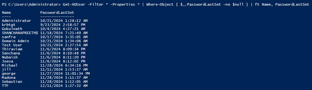Check Last Password Change Date in Active Directory