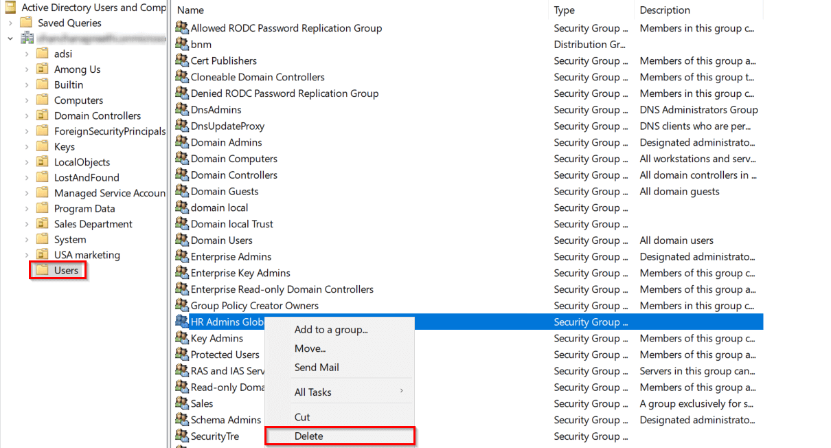 Export Security Groups in Active Directory