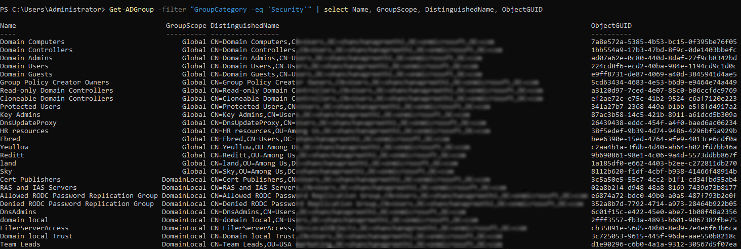 Export Security Groups in Active Directory