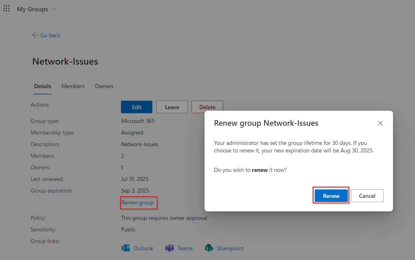 List Restored & Renewed Groups in M365