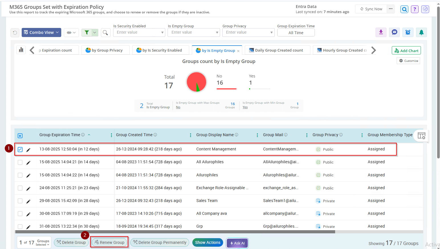 List Restored & Renewed Groups in M365