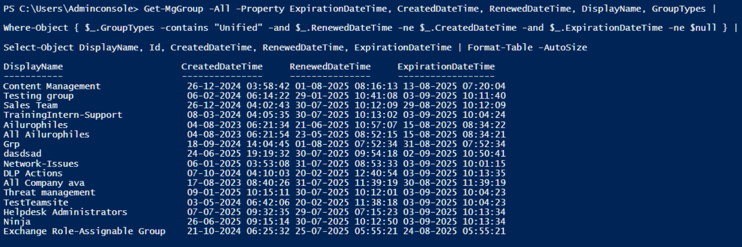 List Restored & Renewed Groups in M365