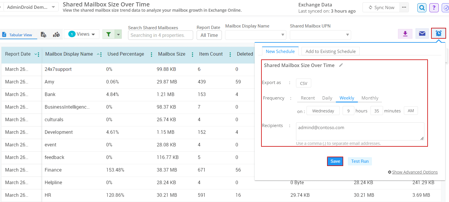 How to Export the Shared Mailbox Size Report in Microsoft 365